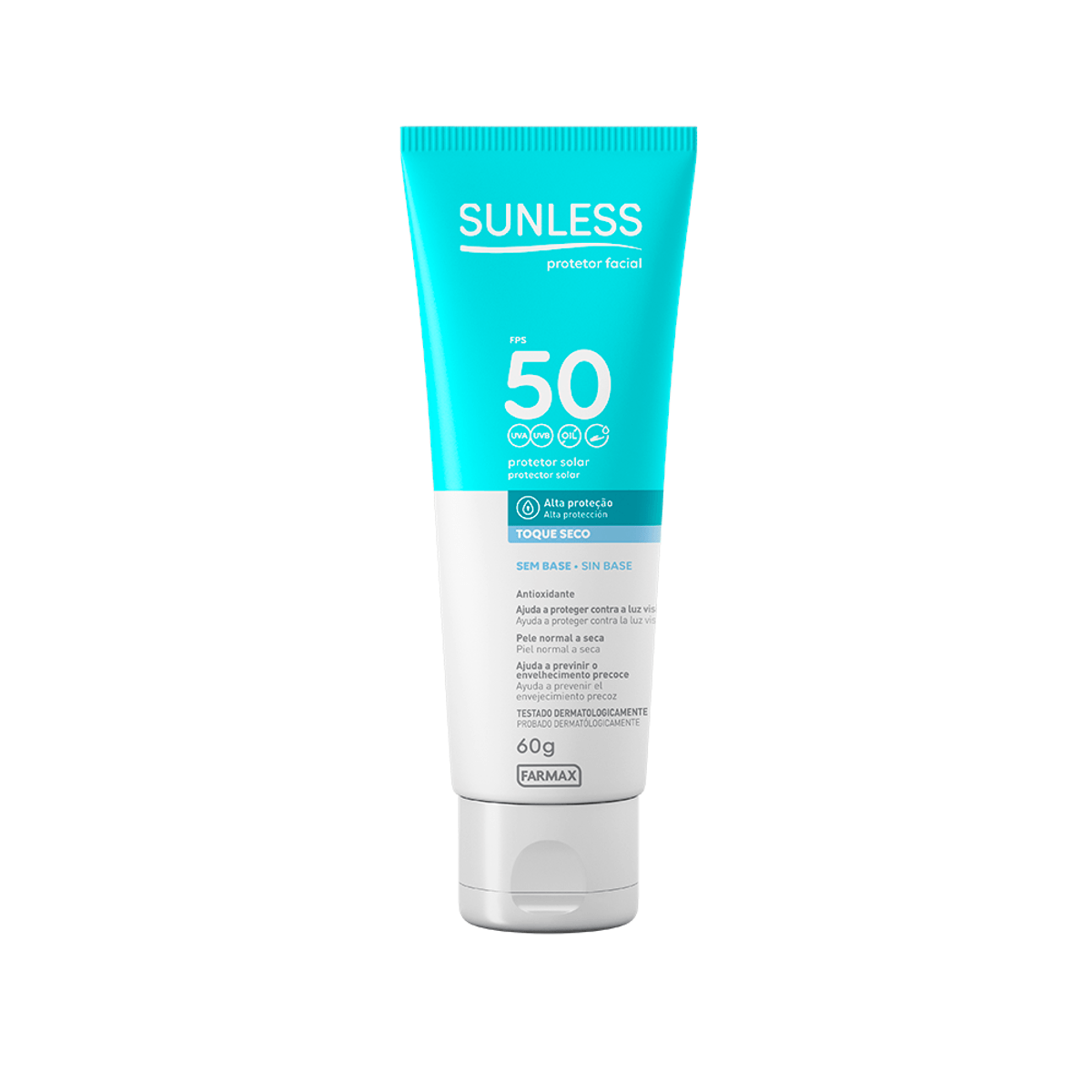 PROTETOR SOLAR FACIAL FPS50 SEM COR SUNLESS 60G NOVO - Farmax
